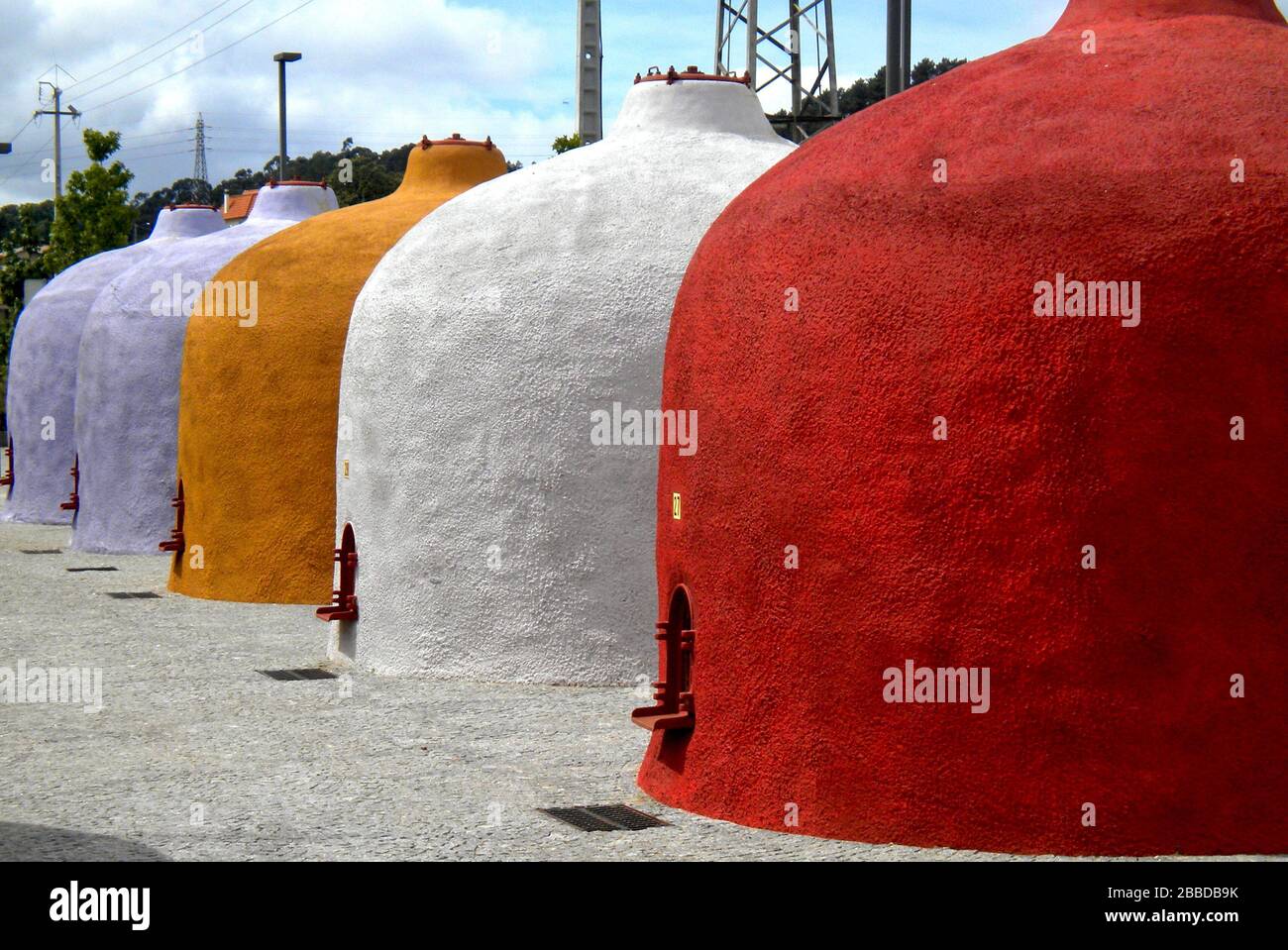 Colorful wine tanks in Portugal Stock Photo - Alamy