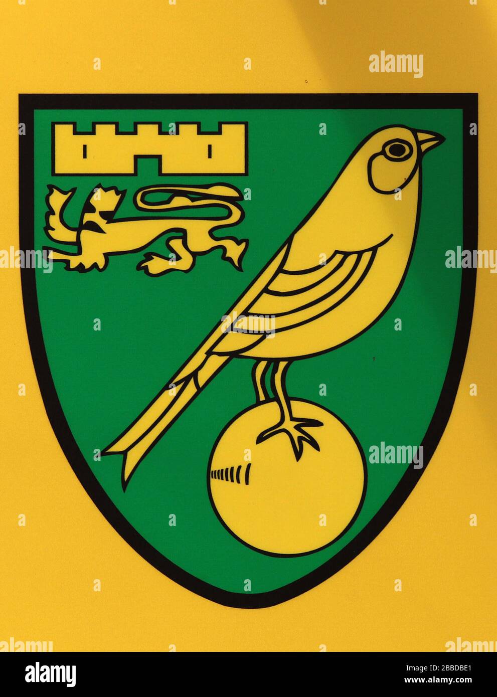 General view of Norwich City's club badge Stock Photo - Alamy