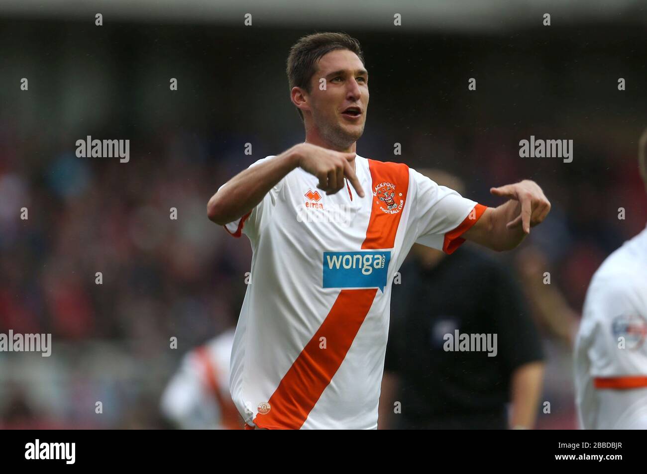 Blackpool's Chris Basham celebrates scoring during the match at the ...