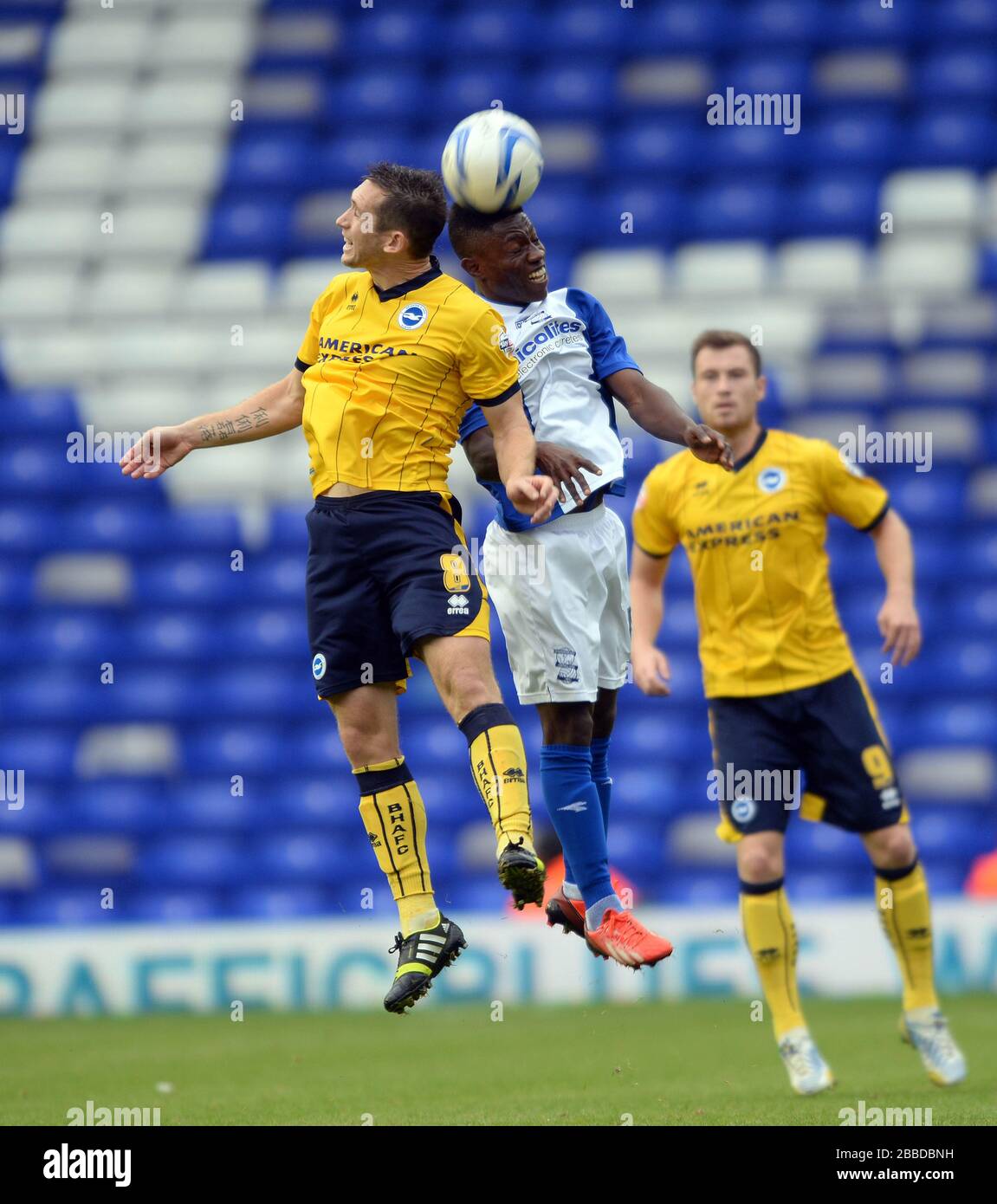 Birmingham City's Koby Arthur (right) and Brighton & Hove Albion Andy ...