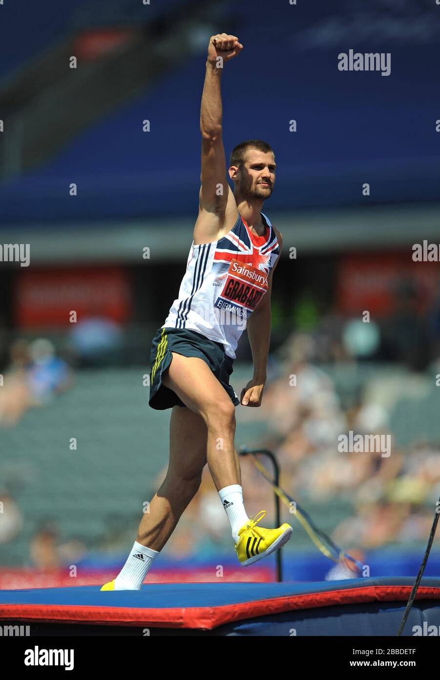 Robbie Grabarz (Newham and Essex Beagles) celebrates on his way to ...