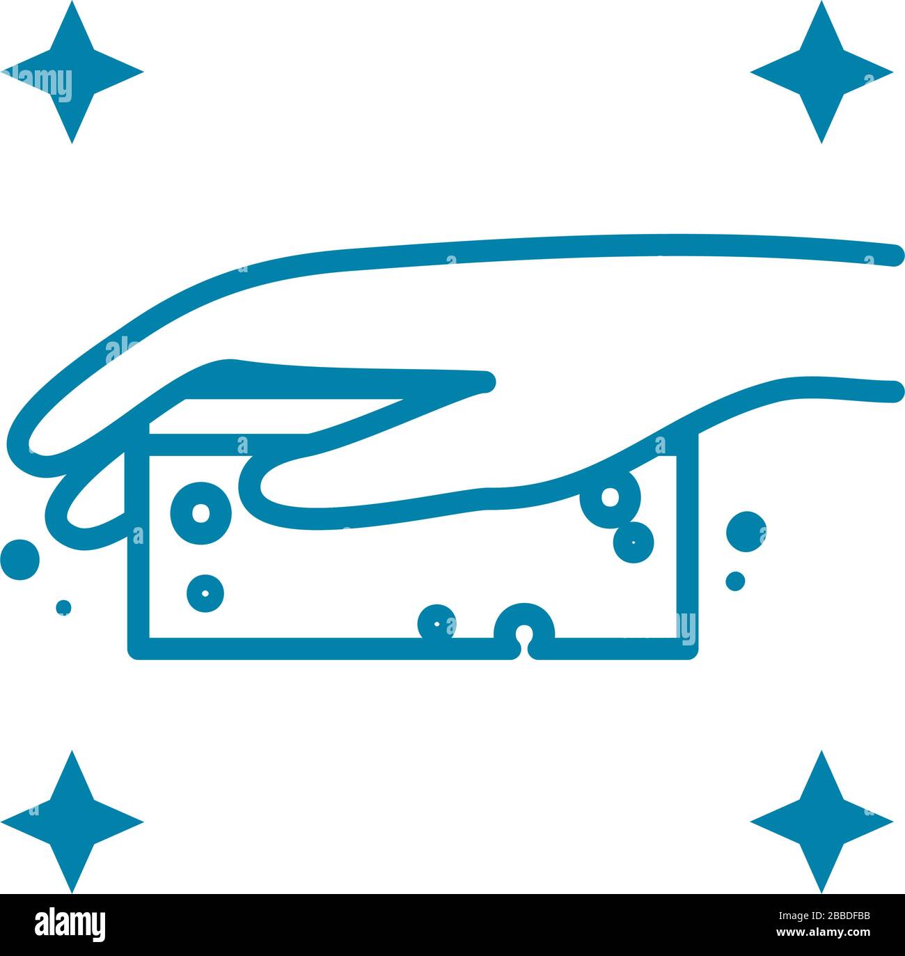 hand with wash scrub icon over white background, line style, vector ...