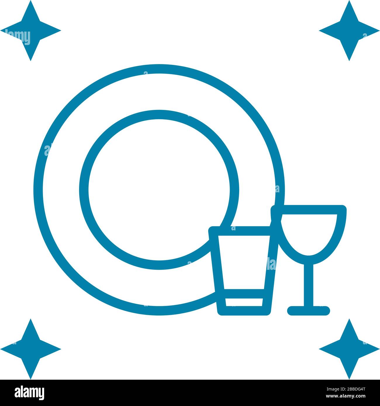 clean plates and glasses icon over white background, line style, vector ...