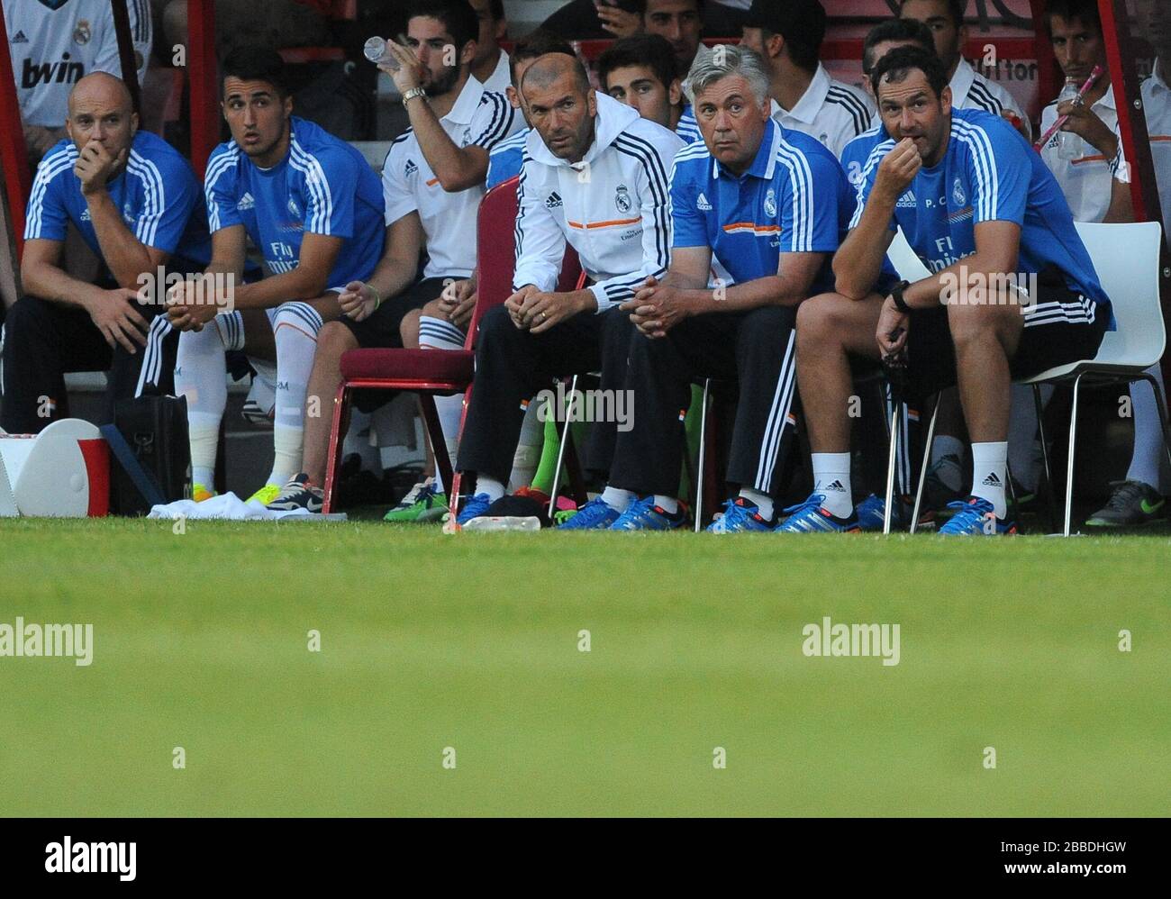 Real Madrid's Head Coach, Carlo Ancelotti (2nd left) and his assistant ...