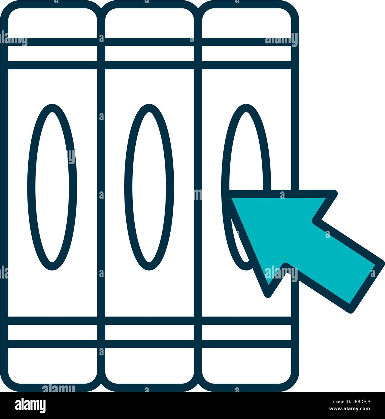 academic books with download arrow icon over white background, half ...