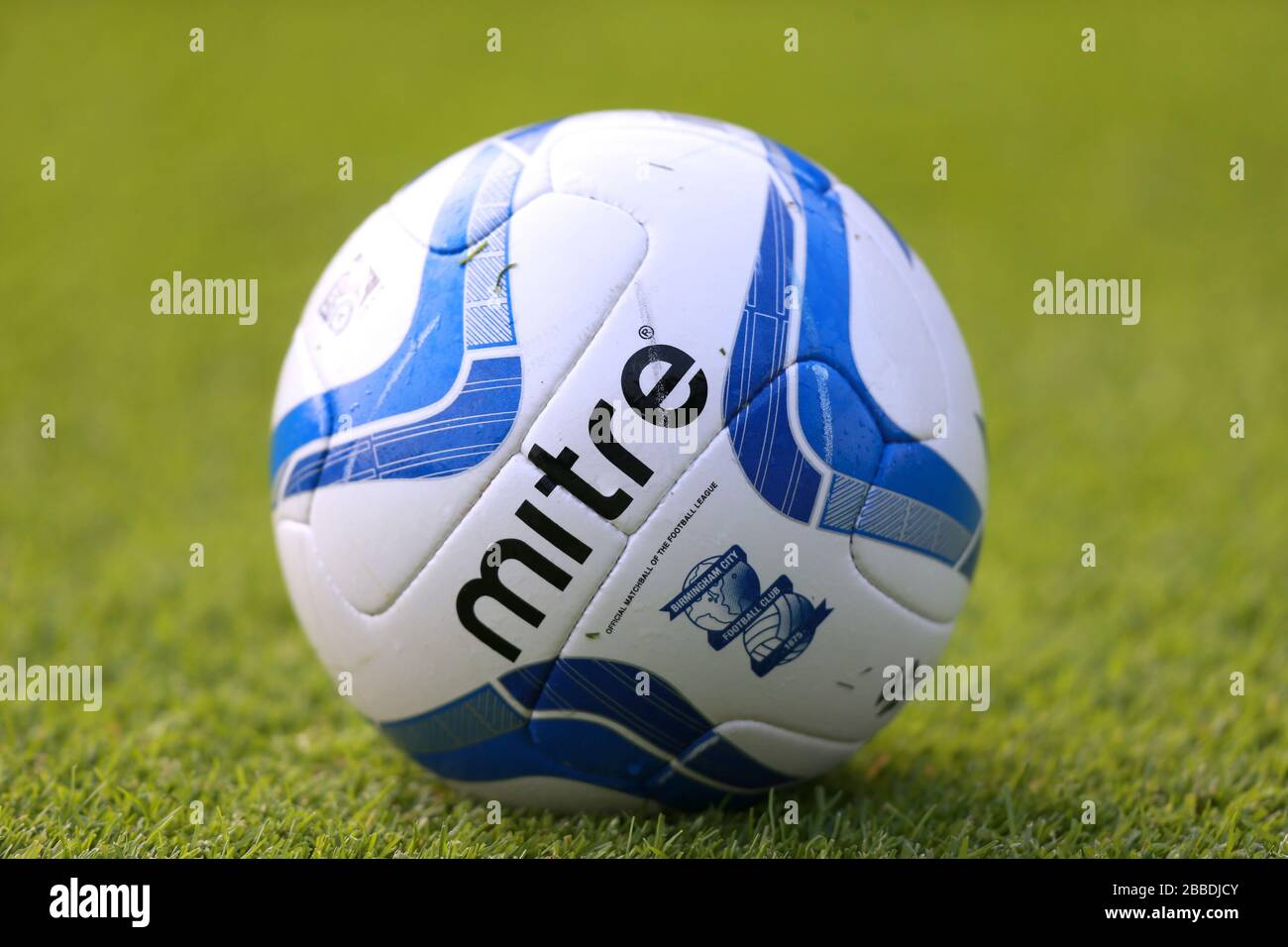 Detail of a Birmingham City match ball on the pitch Stock Photo - Alamy