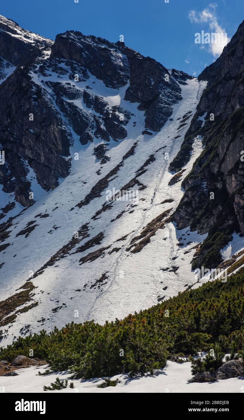 Snowy Tatra mountains in spring. Local travel concept Stock Photo - Alamy