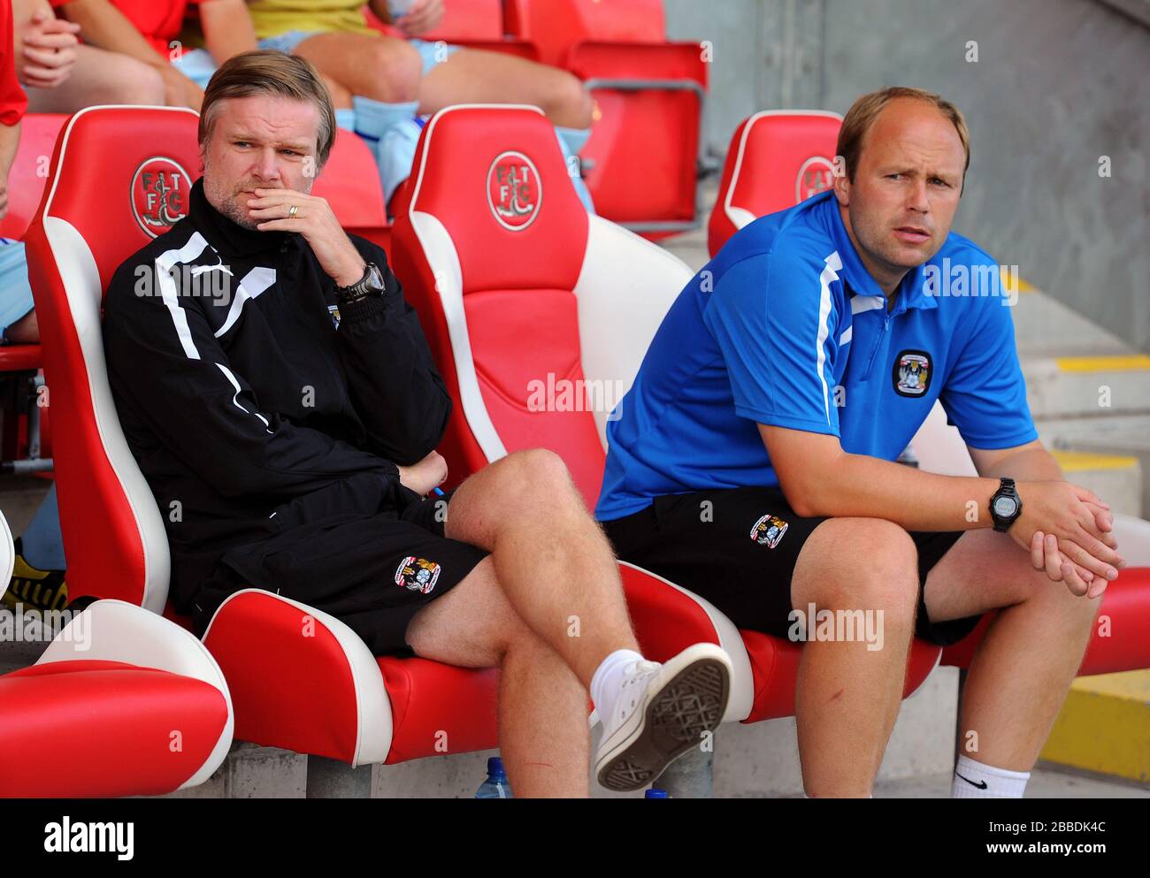 Steven Pressley, Coventry City manager (left) and assistant manager ...