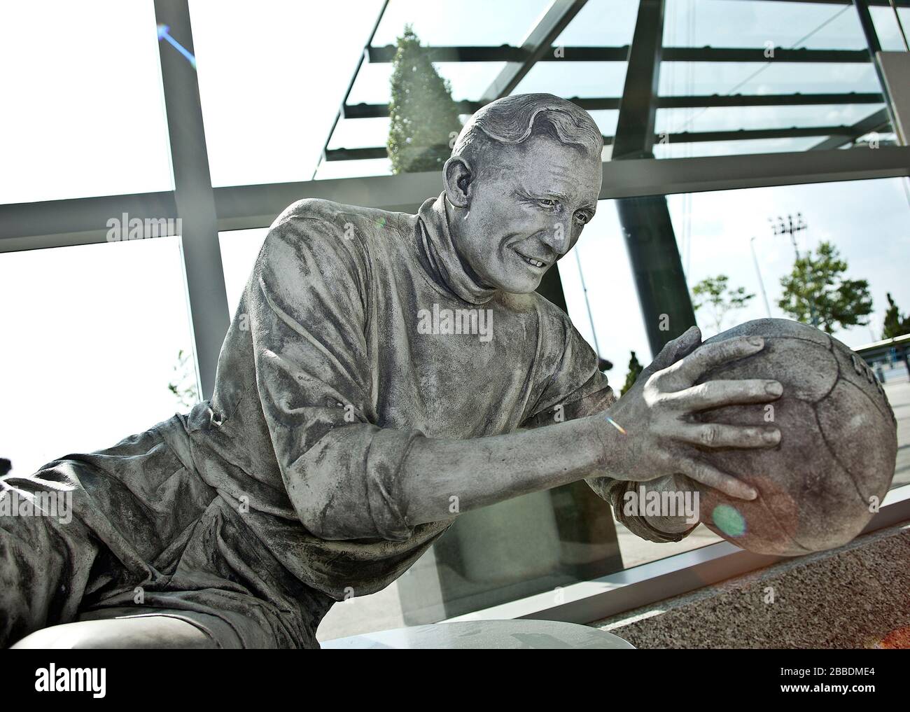A statue of former Manchester City goalkeeper Bert Trautmann is seen in ...