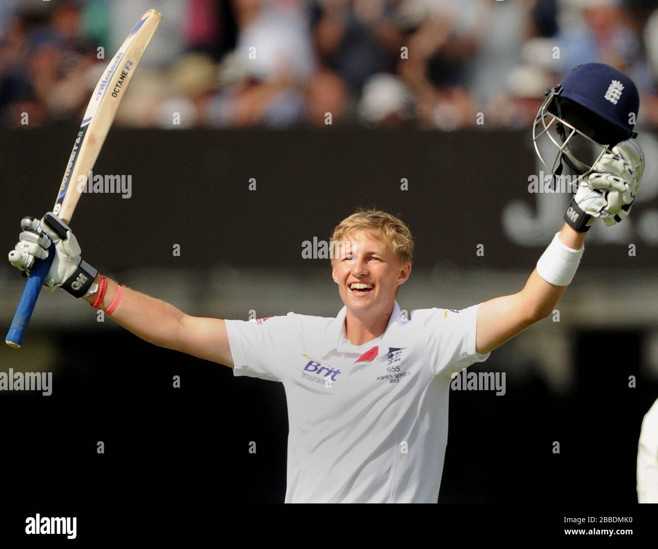 England's Joe Root celebrates his century Stock Photo - Alamy
