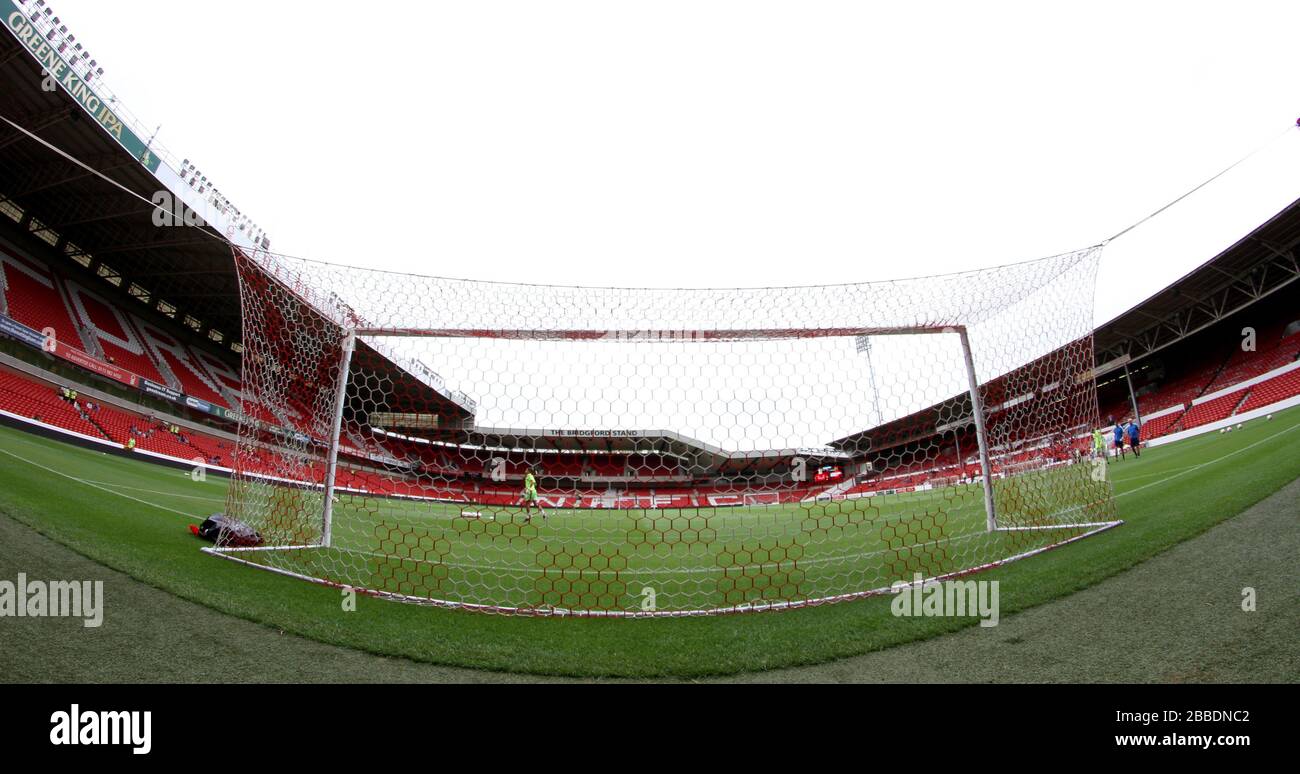 General view of the pitch from behind the goal Stock Photo - Alamy