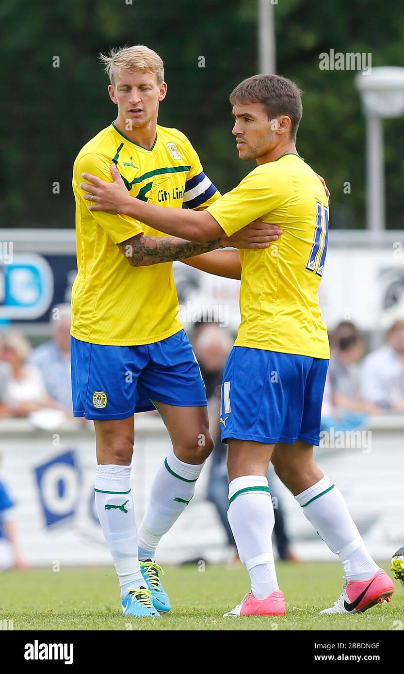 Coventry City's Carl Baker (8) celebrates scoring with team mate Israel ...