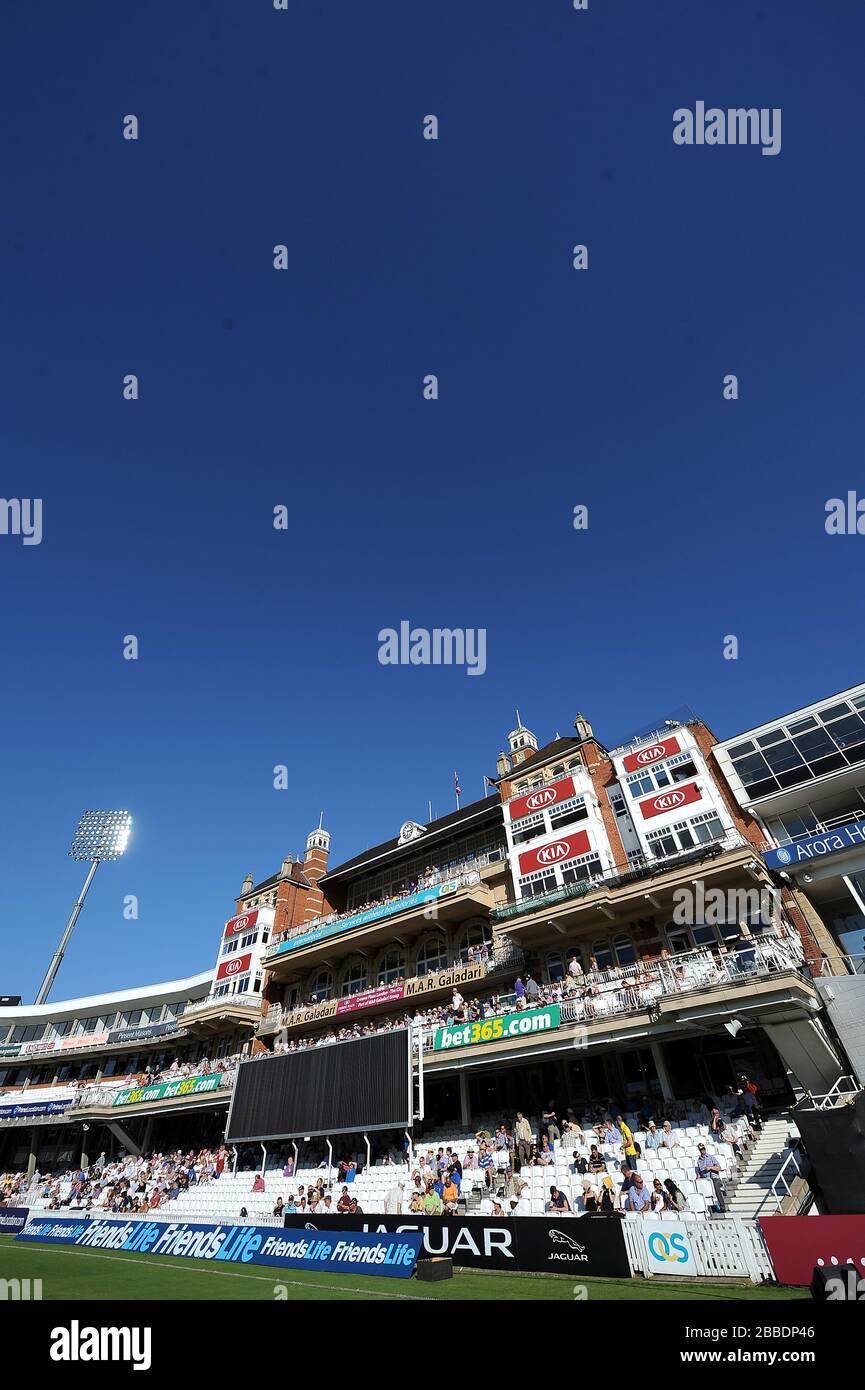The crowd enjoy the action in the stands at the Kia Oval Stock Photo ...