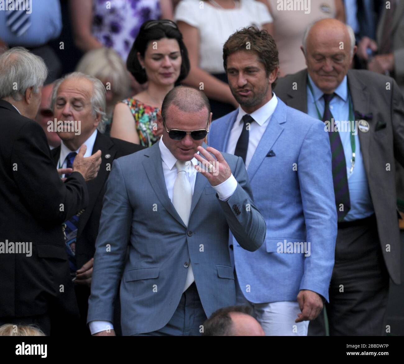 Wayne Rooney and Gerard Butler (top right) in the royal box Stock Photo ...