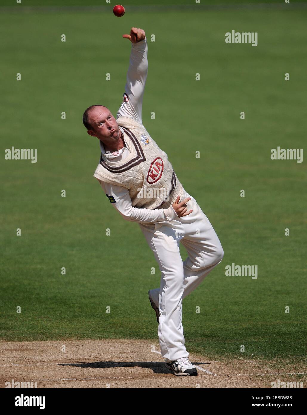 Surrey's Gary Keedy in bowling action against Nottinghamshire Stock ...