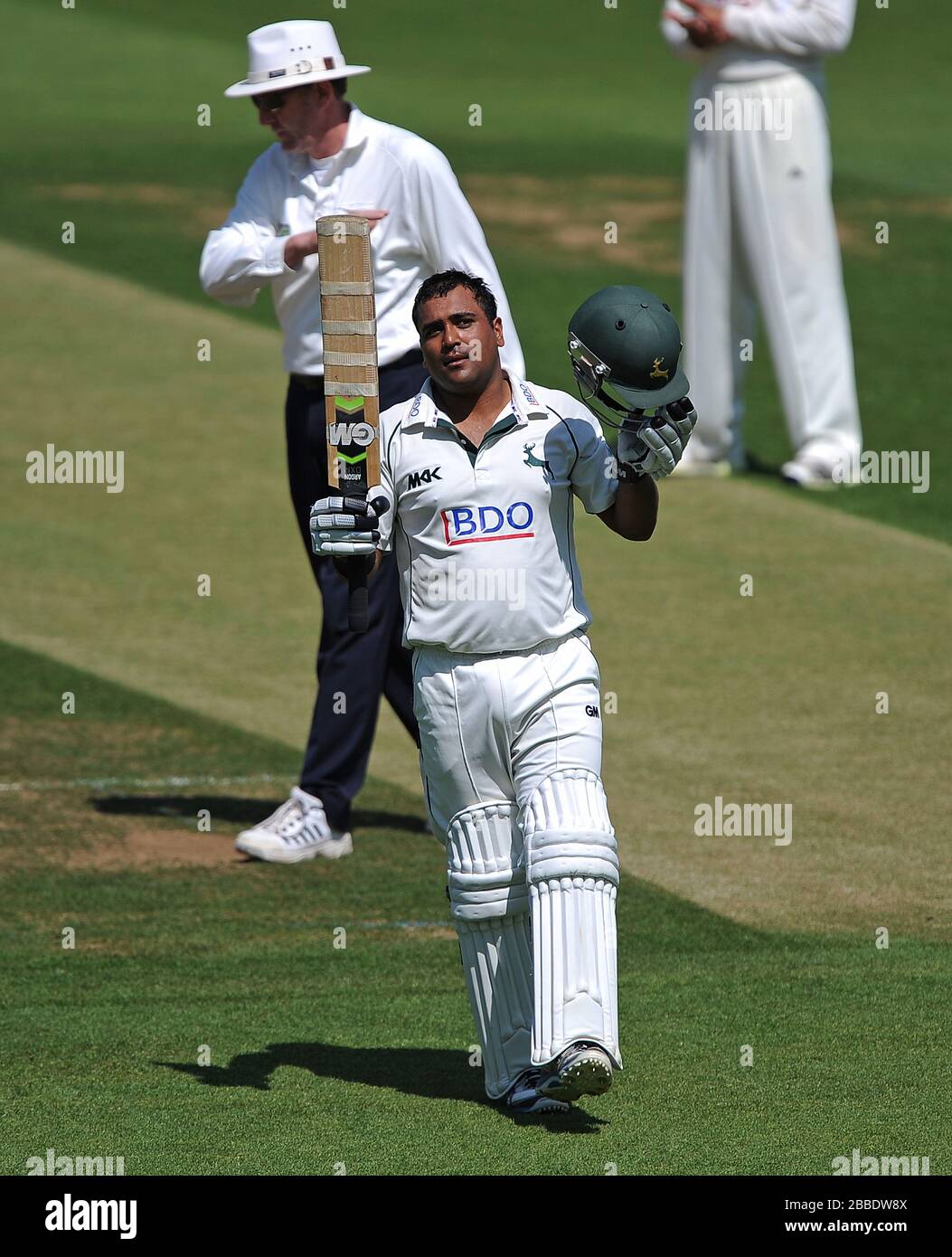 Nottinghamshire's Samit Patel celebrates after reaching a century ...