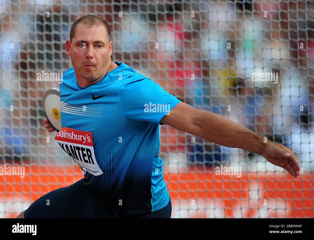 Estonia's Gerd Kanter in action during the Men's Discus Stock Photo - Alamy