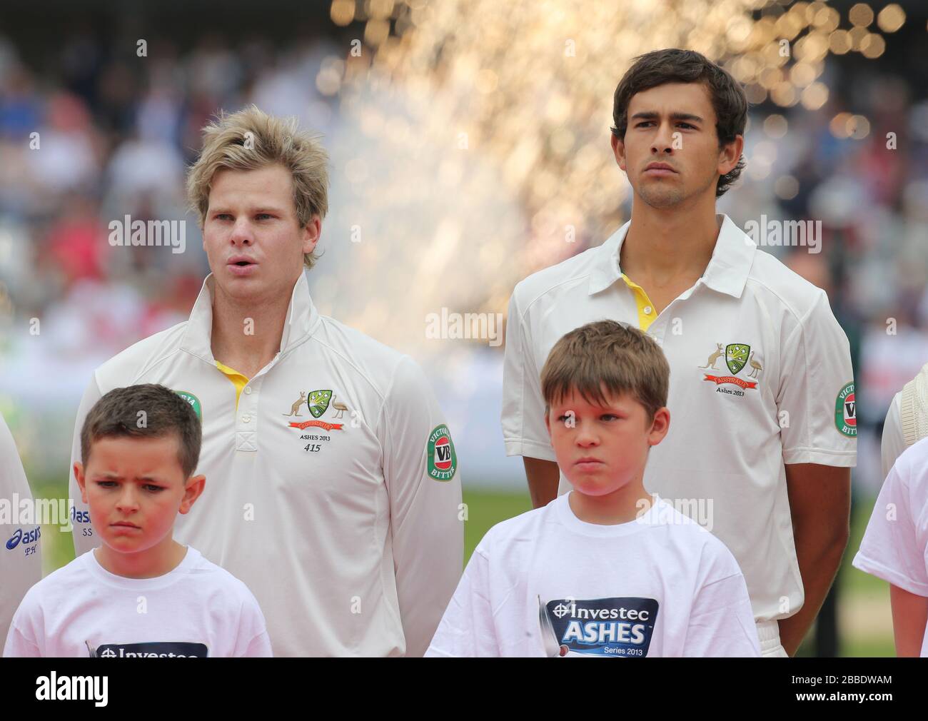 Australia's Ashton Agar on his debut with Steve Smith (left Stock Photo ...