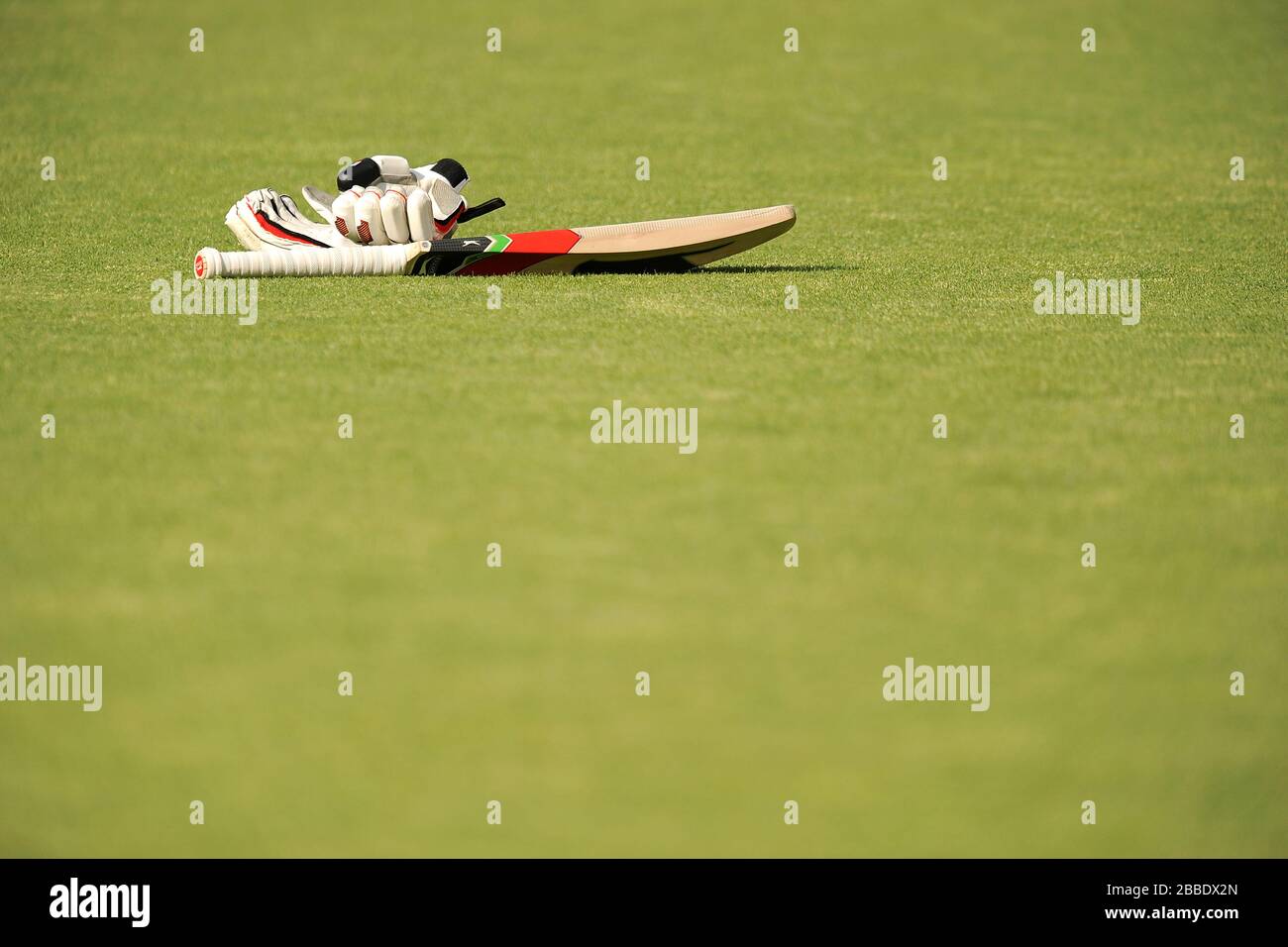 A cricket bat and gloves during warm up Stock Photo - Alamy