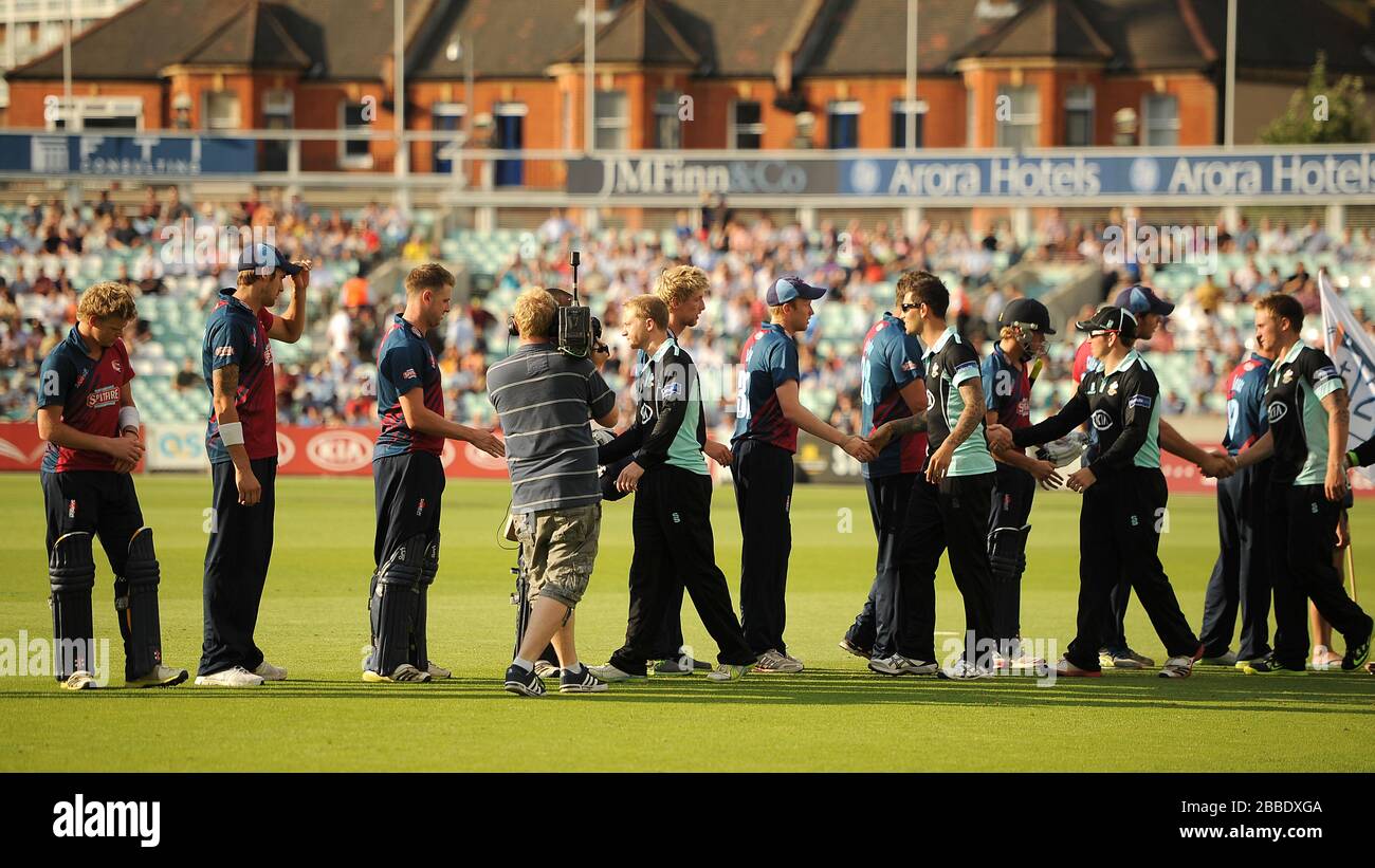 The teams shake hands before match hi-res stock photography and images ...