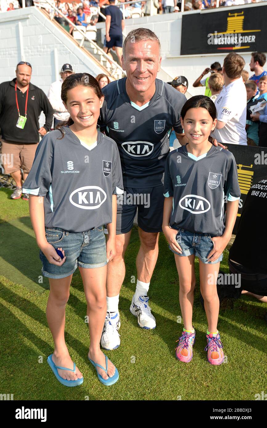 Surrey Coach Alec Stewart poses for a photograph with the match day ...