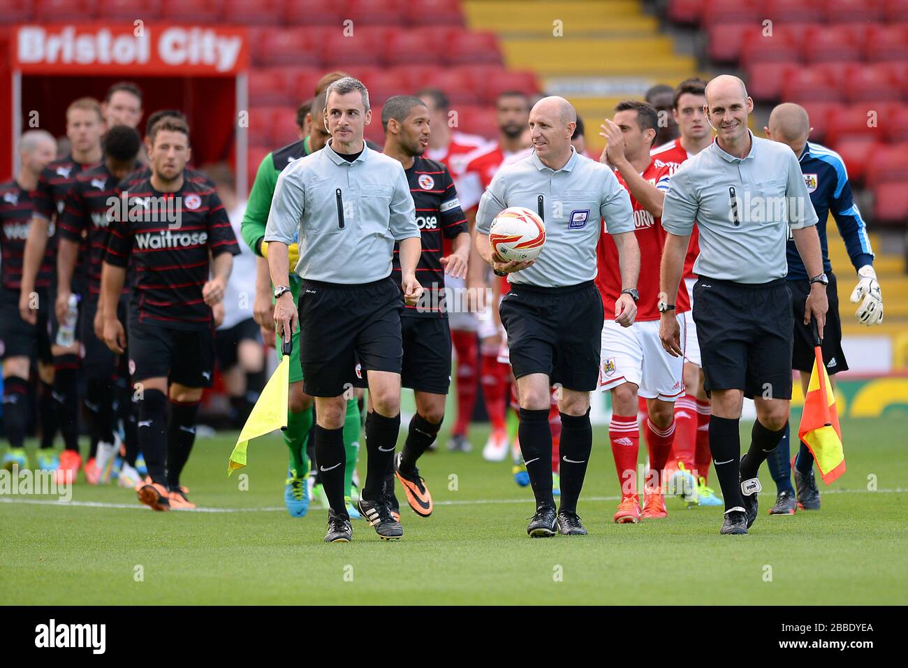 Players and Referees enter the pitch Stock Photo - Alamy