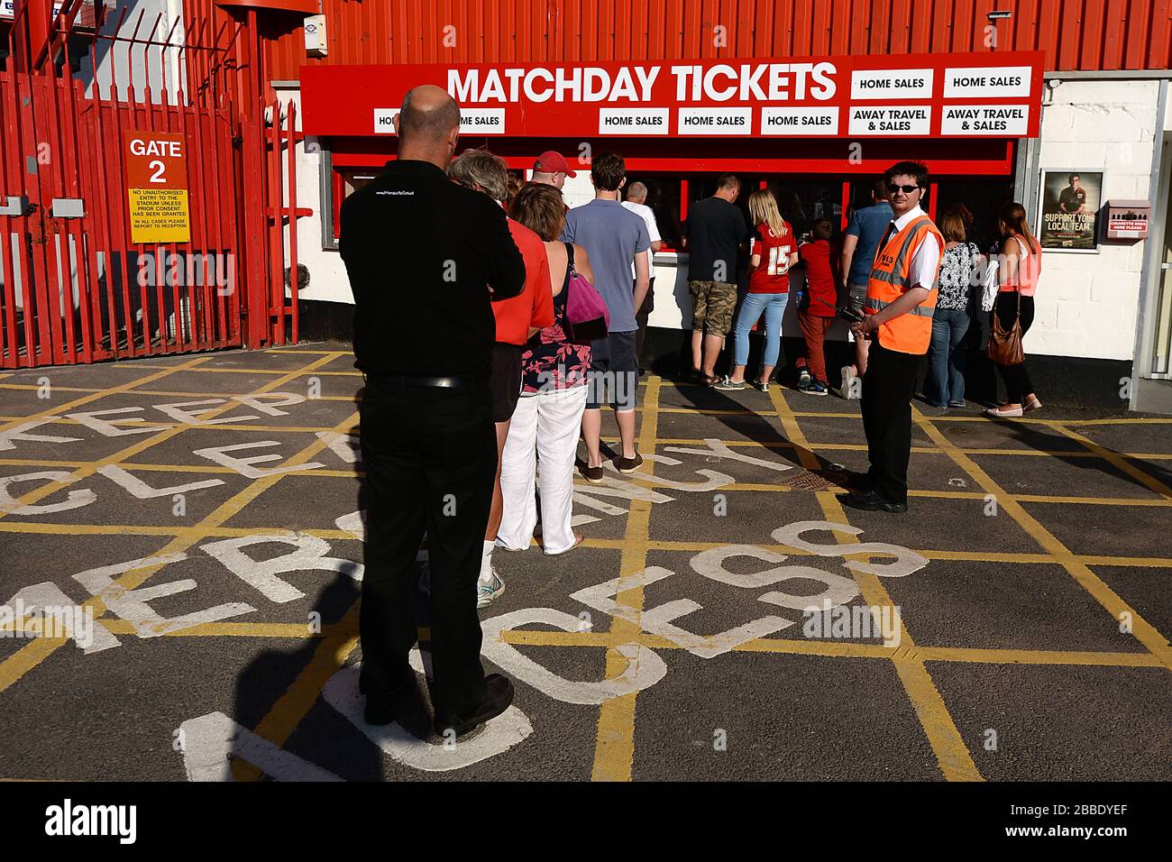 Fans queue for tickets at Ashton Gate Stadium in Bristol Stock Photo ...