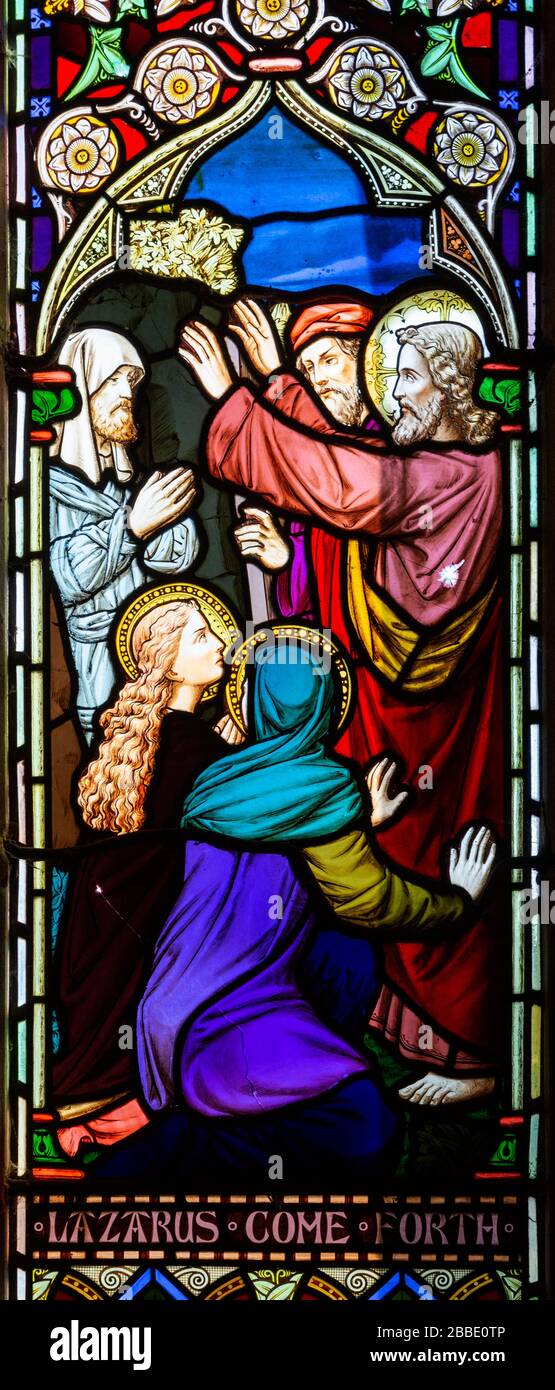 Stained glass window Weybread church, Suffolk, England, UK c 1857 by O ...