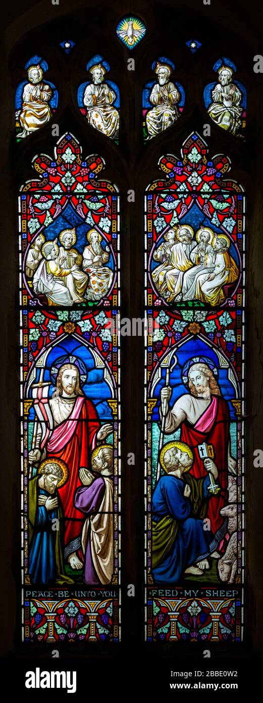 Stained glass window Weybread church, Suffolk, England, UK c 1857 by O ...