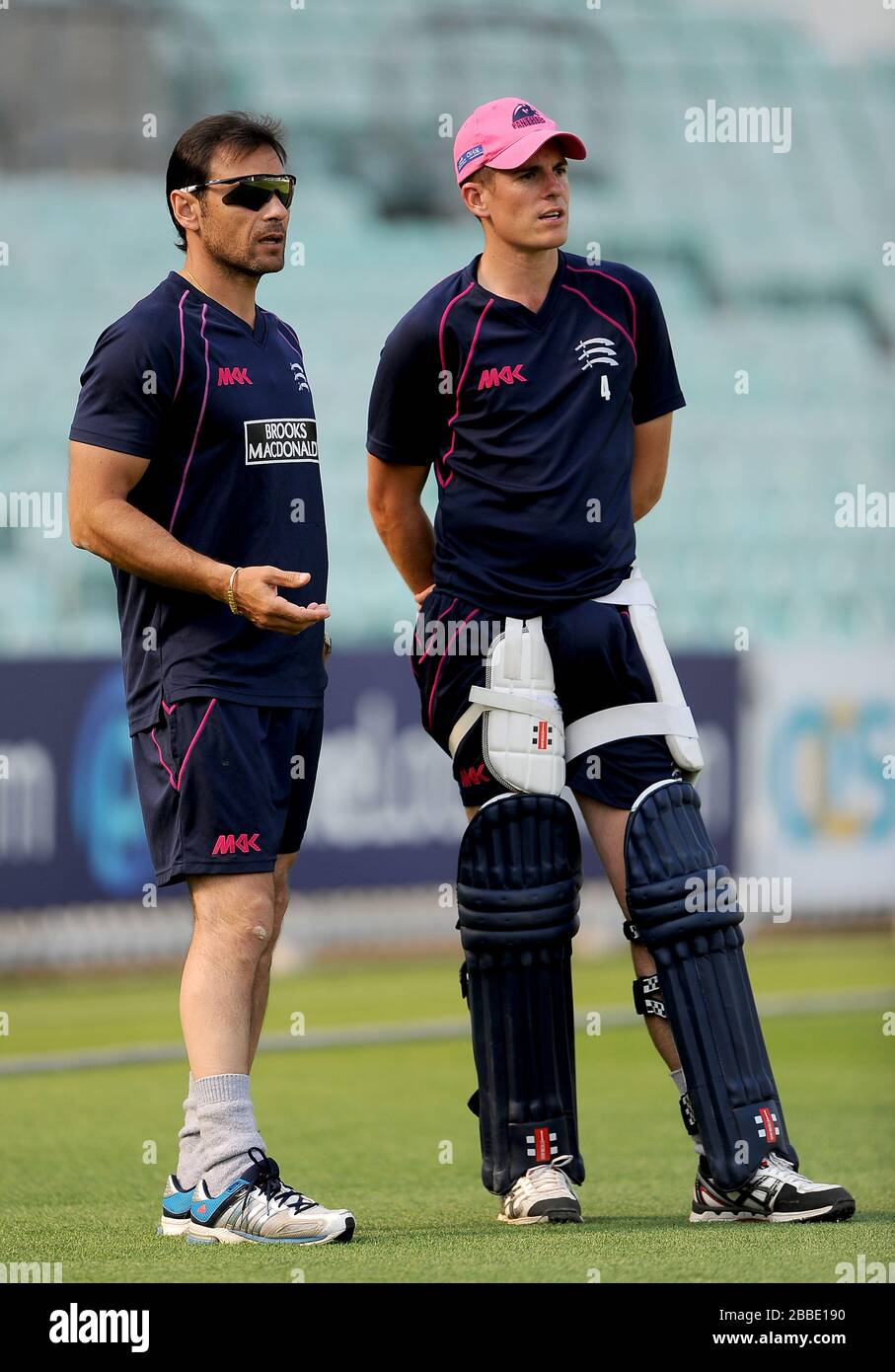 Middlesex batting coach Mark Ramprakash (left) with captain Neil Dexter ...