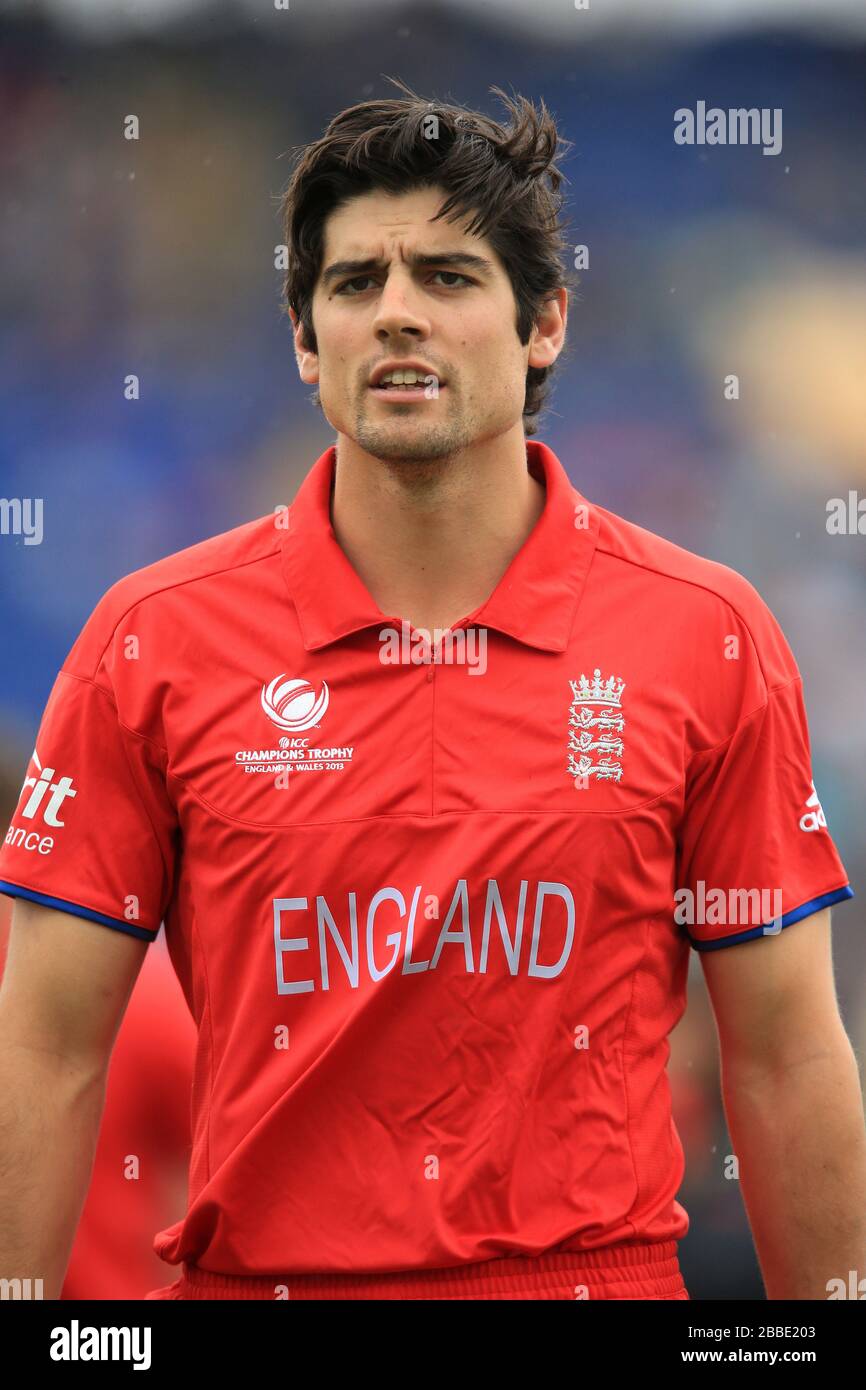 England's captain Alastair Cook walks off after the anthems Stock Photo ...