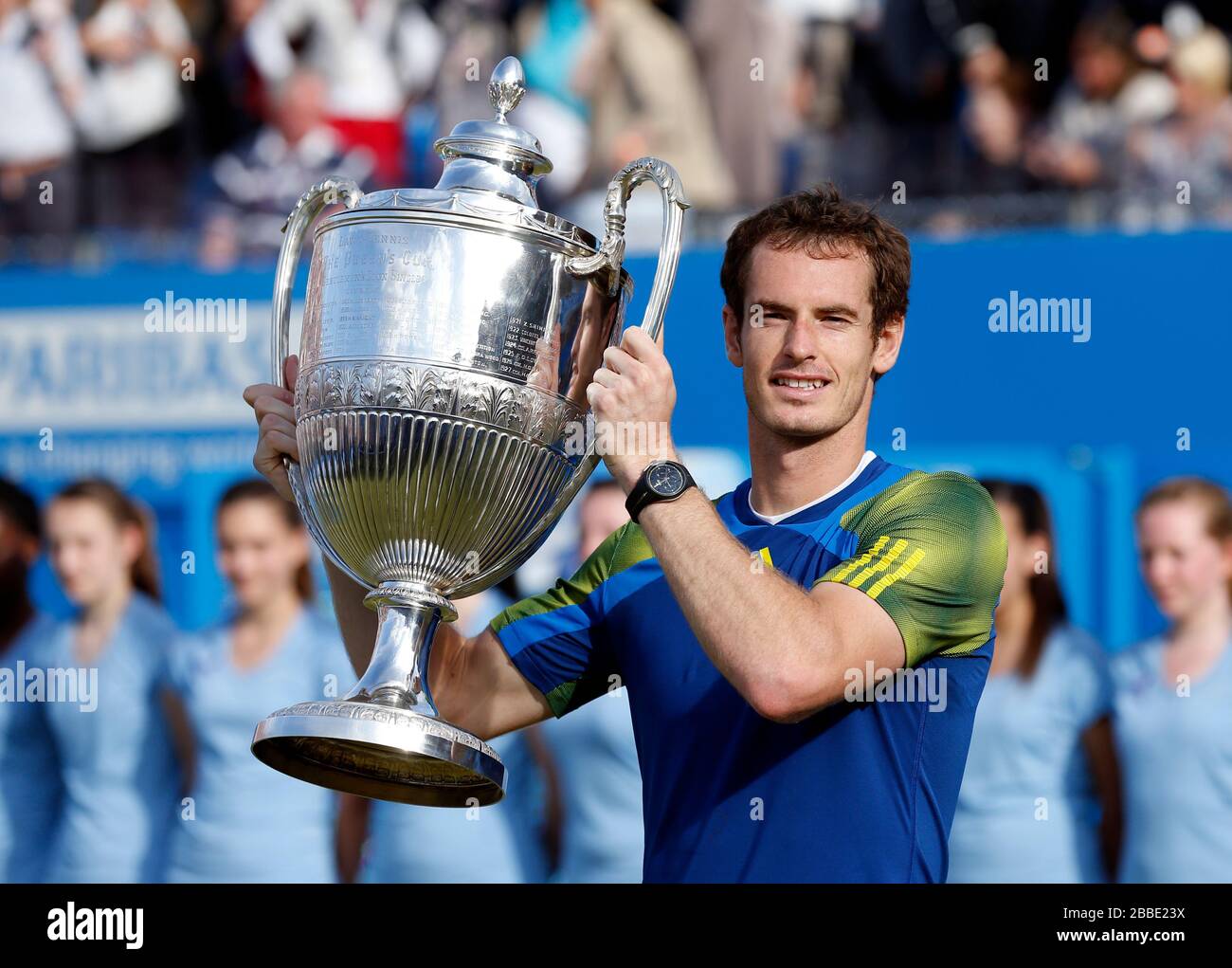 Andy Murray celebrates with the trophy after beating Marin Cilic in the ...