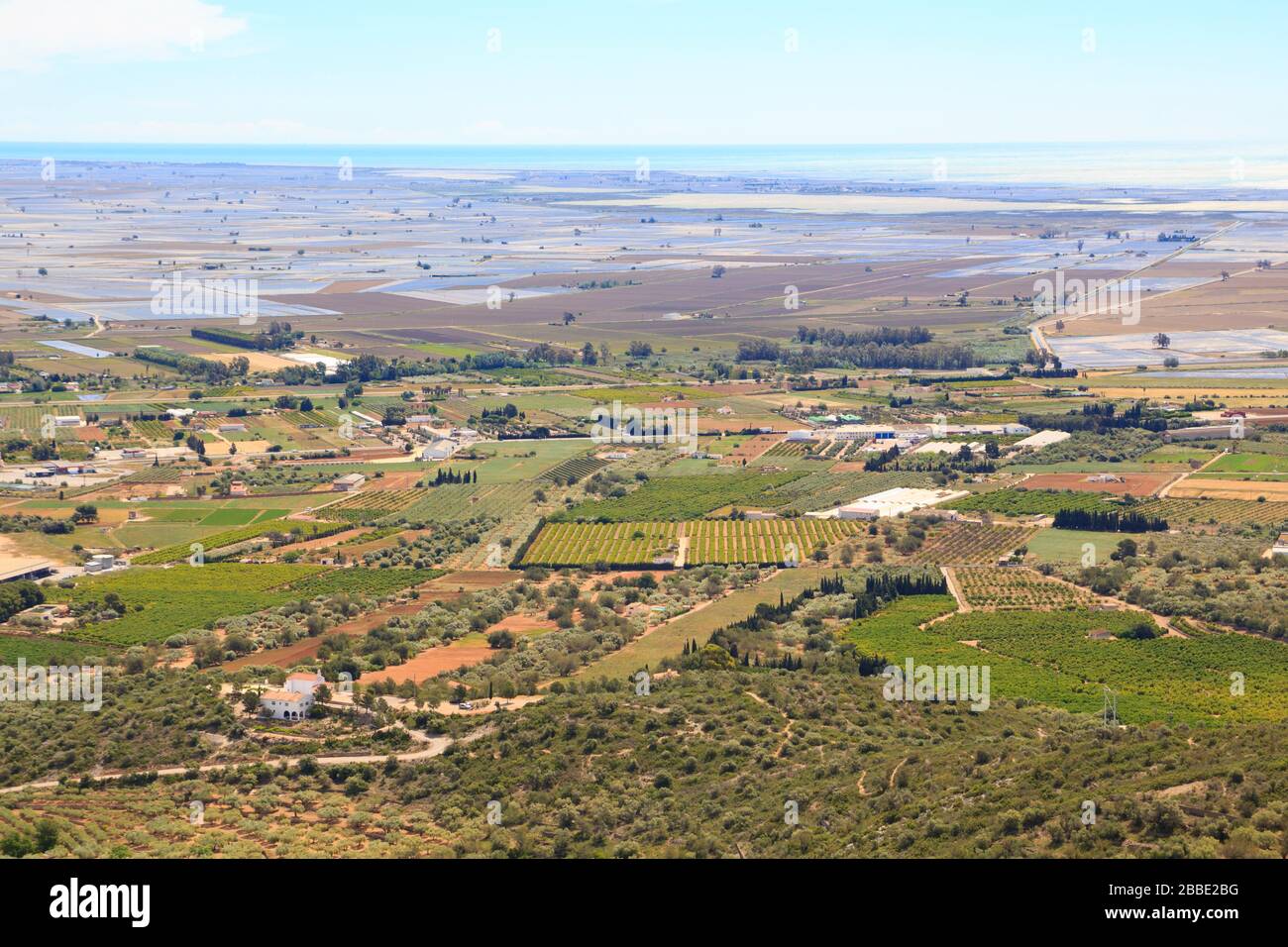 Ebro delta, with flooded rice fields in Terres de l'Ebre in Catalonia ...