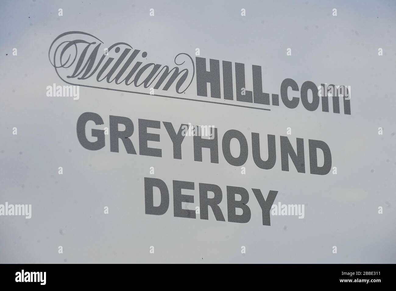 General view of the greyhound racing signage outside of Wimbledon ...