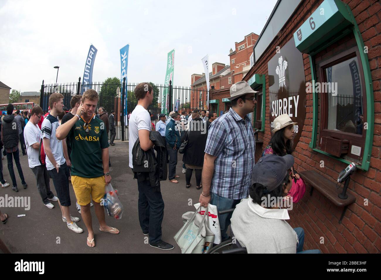 Fans queue at the ticket office at the Kia Oval Stock Photo - Alamy