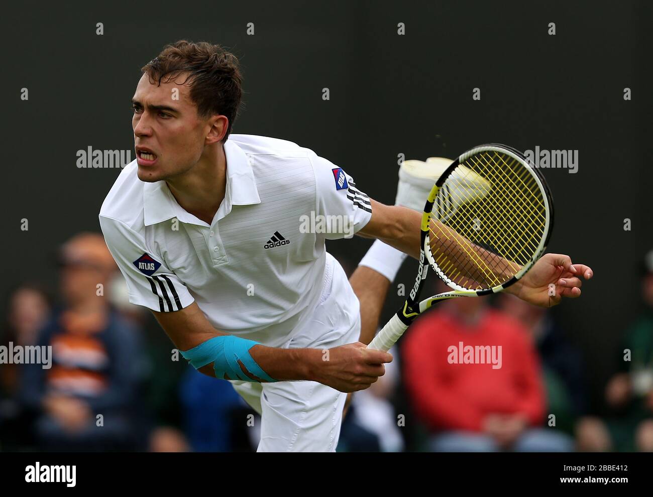 Poland's Jerzy Janowicz in action against Great Britain's Kyle Edmund ...