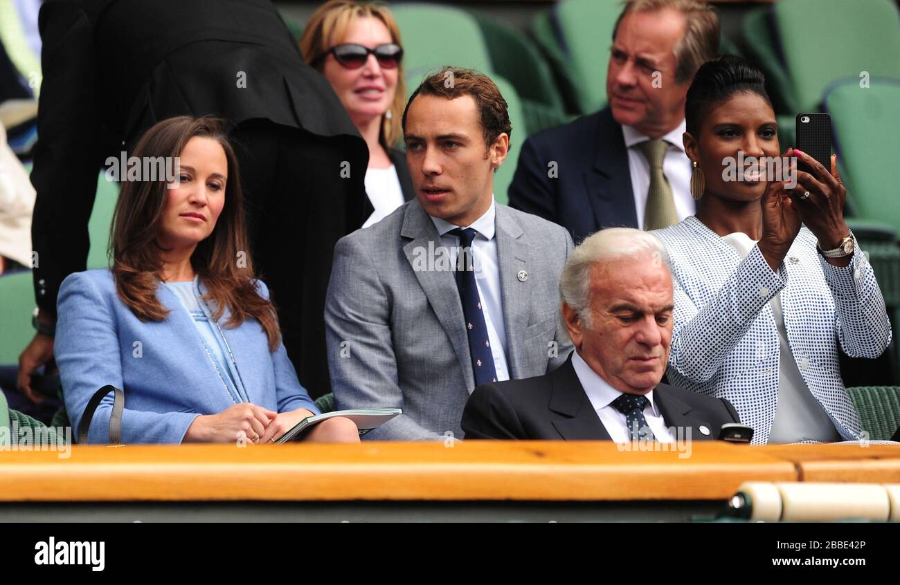 Pippa and James Middleton with Denise Lewis (right) in the Royal Box on ...