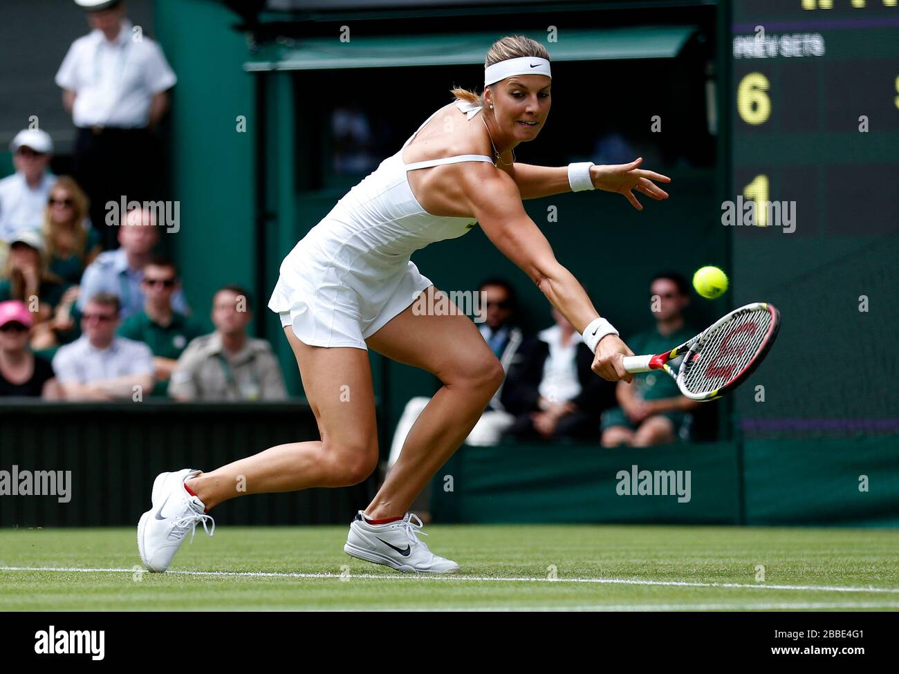 Luxembourg's Mandy Minella in action against USA's Serena Williams ...