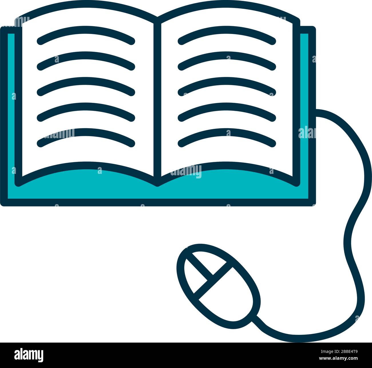 online education concept, academic book with mouse device icon over ...