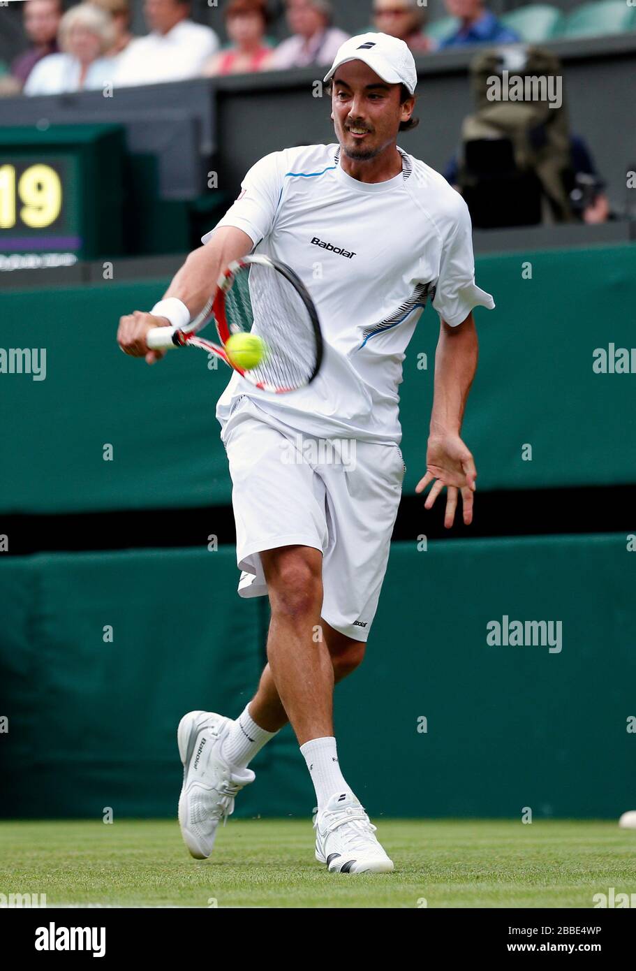 Argentina's Martin Alund in action against Spain's David Ferrer Stock ...