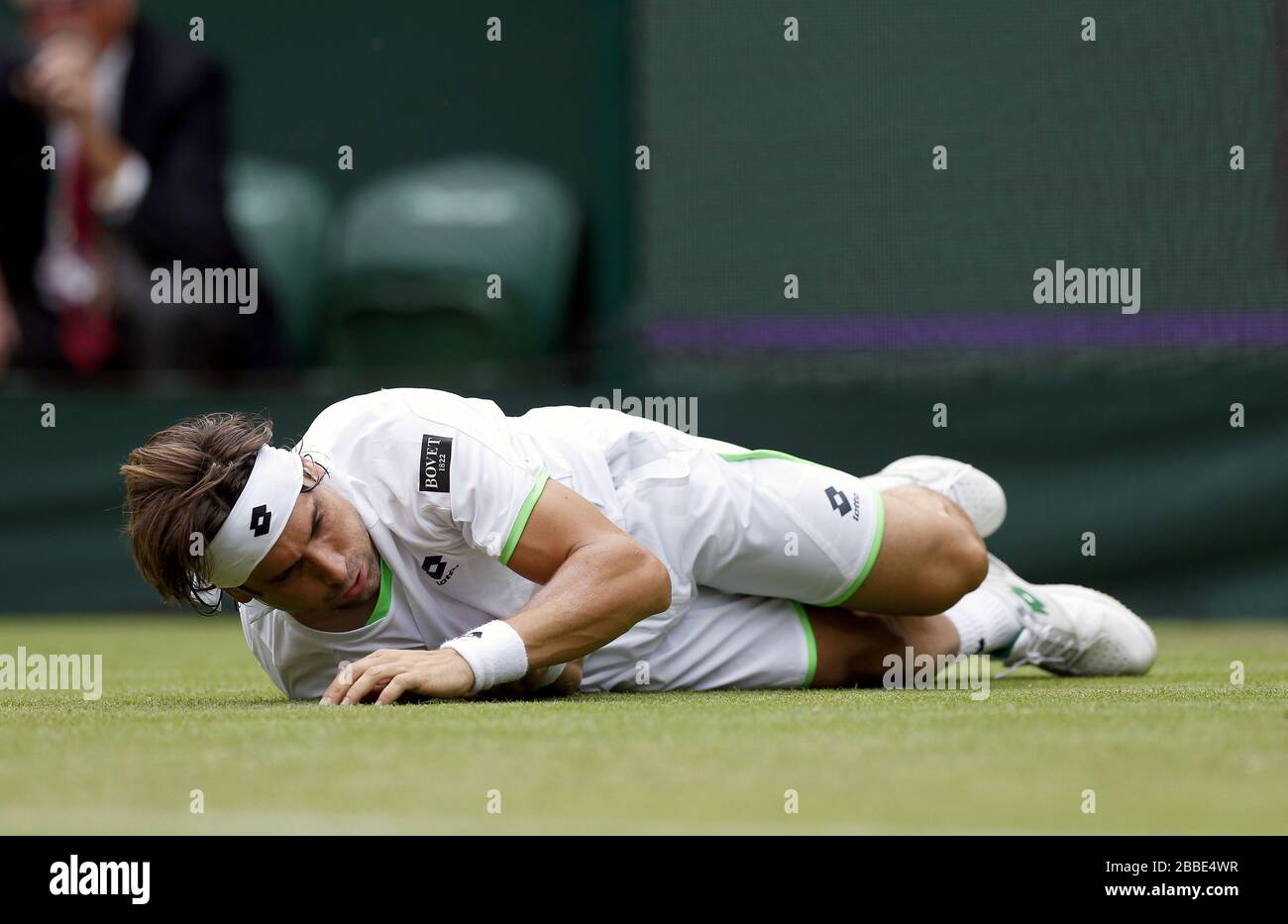 Spain's David Ferrer slpis during his match against Argentina's Martin ...