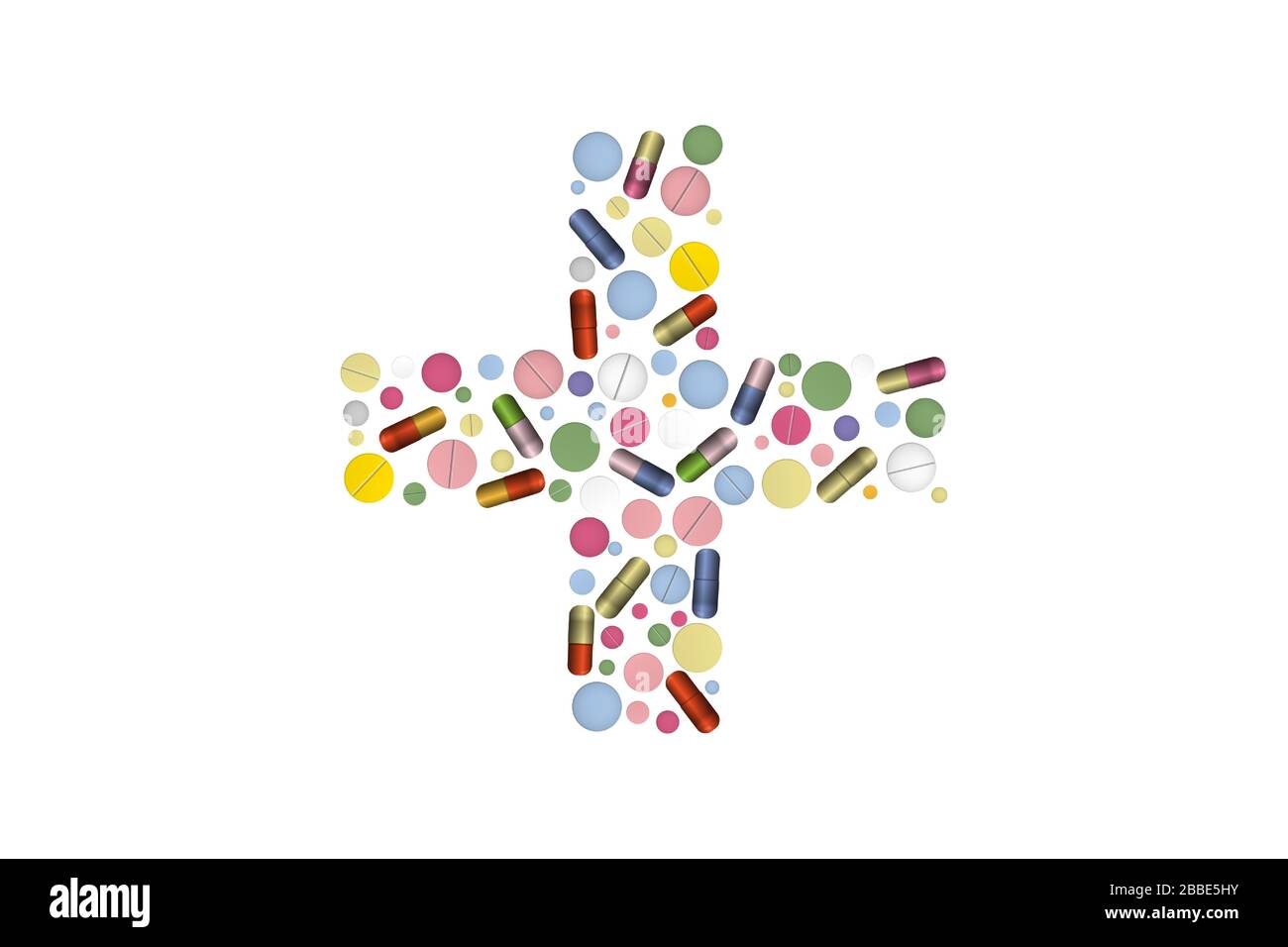 Cross silhouette with pills. Pharmacy design. Vector illustration Stock ...
