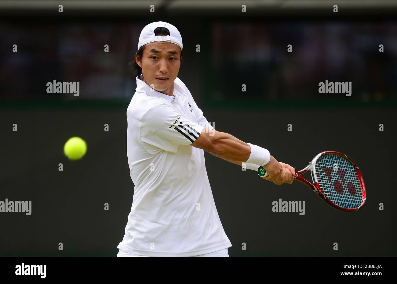 Japan's Go Soeda in action against France's Richard Gasquet Stock Photo ...