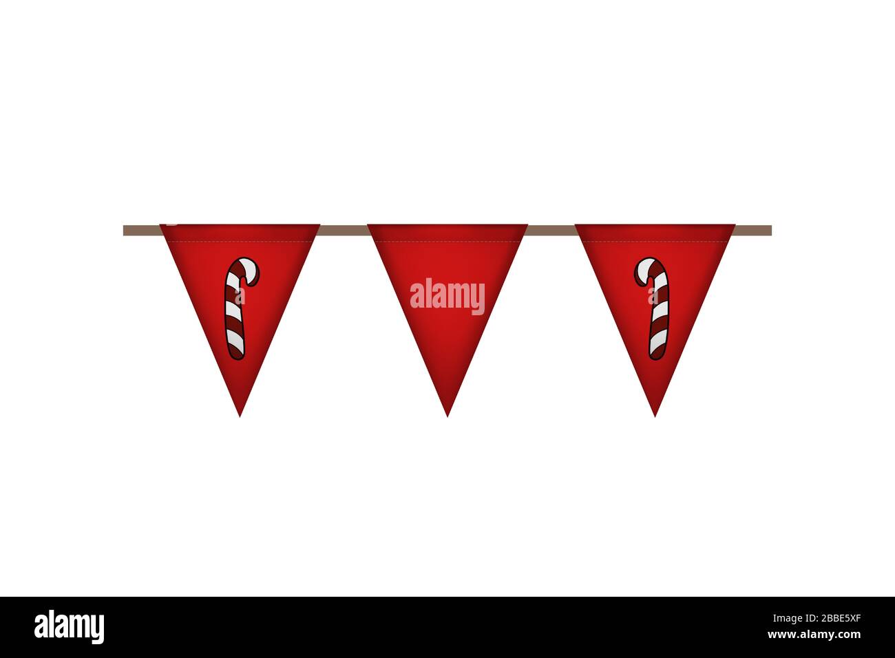 Christmas and new year. Triangle red flag garland. Sweet decoration ...