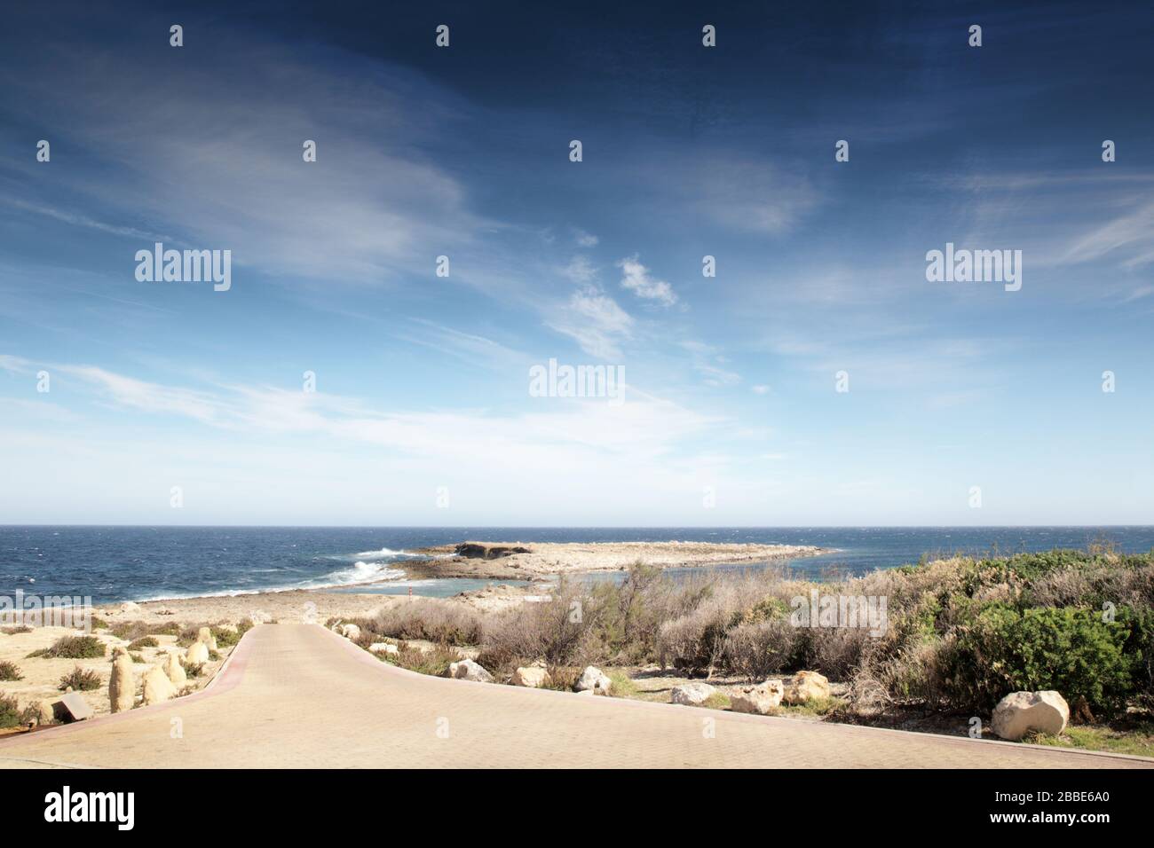 road way leading doen to the aerial training aid for WWII in Qawra ...
