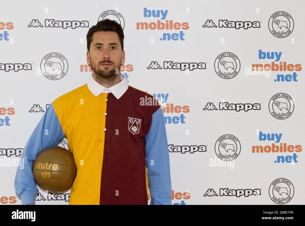 Derby County's Shaun Barker wears a replica of a 1884 Derby County ...