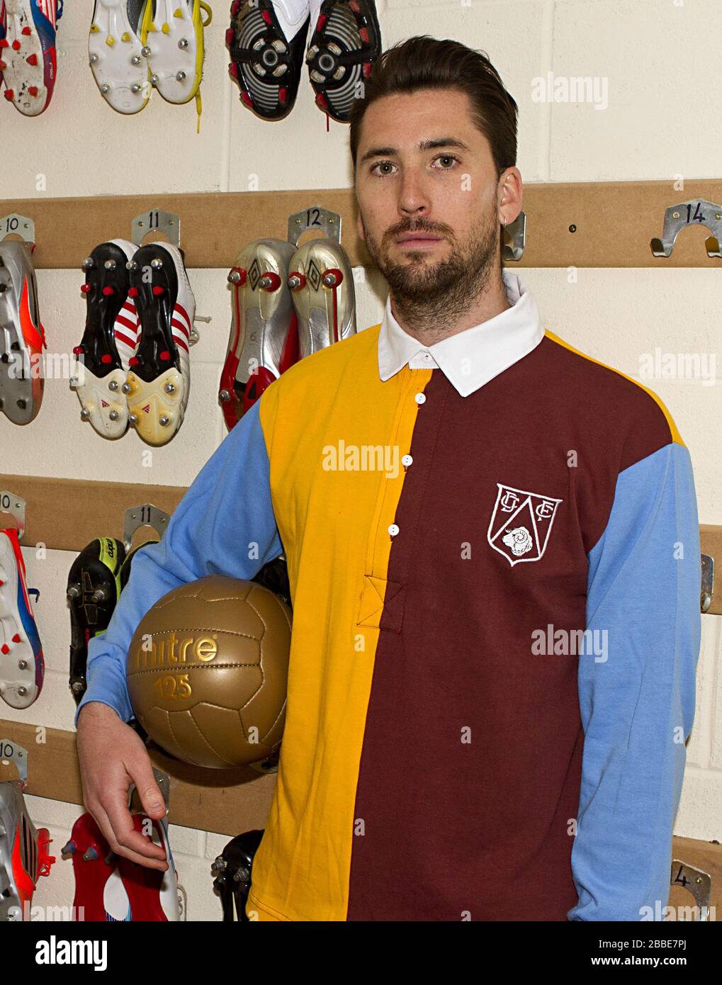 Derby County's Shaun Barker wears a replica of a 1884 Derby County ...