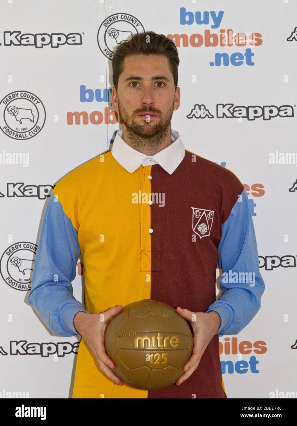 Derby County's Shaun Barker wears a replica of a 1884 Derby County ...