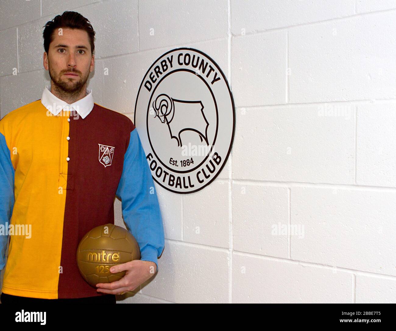 Derby County's Shaun Barker wears a replica of a 1884 Derby County ...