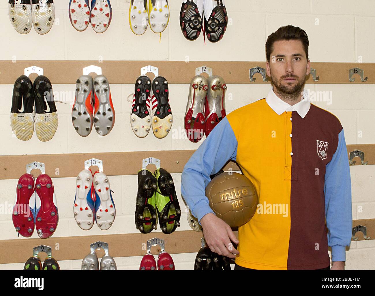 Derby County's Shaun Barker wears a replica of a 1884 Derby County ...
